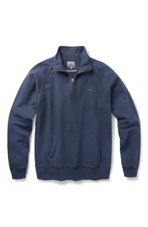 AUBIN Provost Zip Neck Sweatshirt - Navy