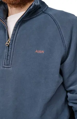AUBIN Provost Zip Neck Sweatshirt - Navy