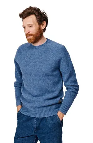 Aubin Prestwick Shetland Crew Neck Sweater - Mid Blue