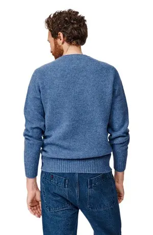 Aubin Prestwick Shetland Crew Neck Sweater - Mid Blue