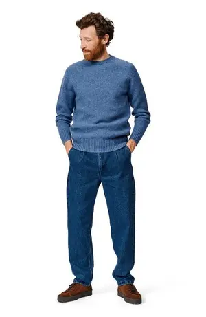 Aubin Prestwick Shetland Crew Neck Sweater - Mid Blue