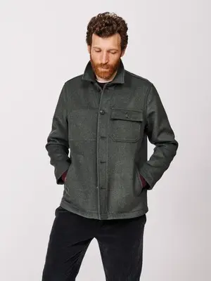 AUBIN Nettleham Shirt Jacket - Green Herringbone