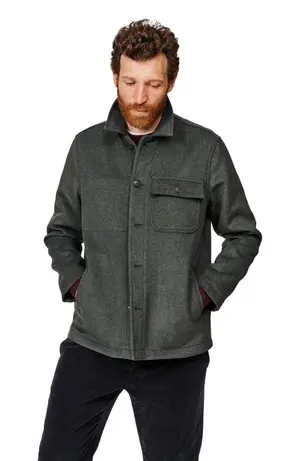 AUBIN Nettleham Shirt Jacket - Green Herringbone