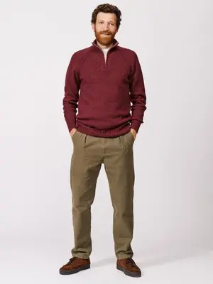 AUBIN Pelham Zip Neck Sweater - Port