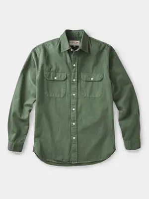 AUBIN Normanby Button Up Shirt - Dark Khaki