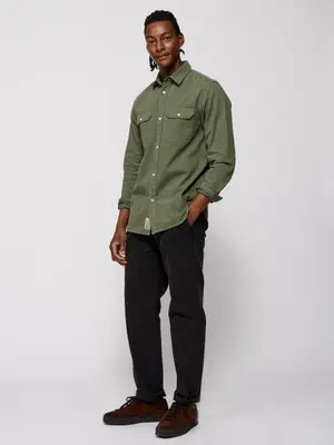 AUBIN Normanby Button Up Shirt - Dark Khaki