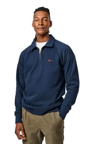 AUBIN Dunster Zip Neck Sweatshirt - Navy