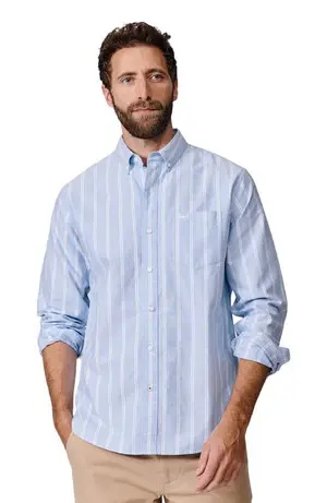 Aubin Aldridge Oxford Button Down Shirt - Blue Irregular Stripe