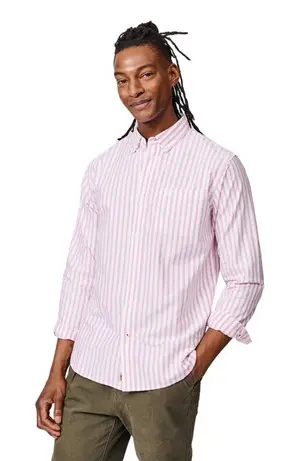 Aubin Aldridge Oxford Button Down Shirt - Bright Pink Stripe