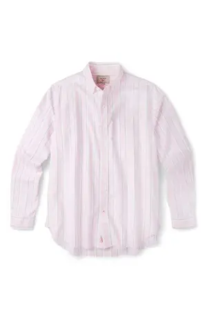 AUBIN Aldridge Oxford Button Down Shirt - Pink/yellow/khaki Stripe