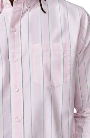 AUBIN Aldridge Oxford Button Down Shirt - Pink/yellow/khaki Stripe