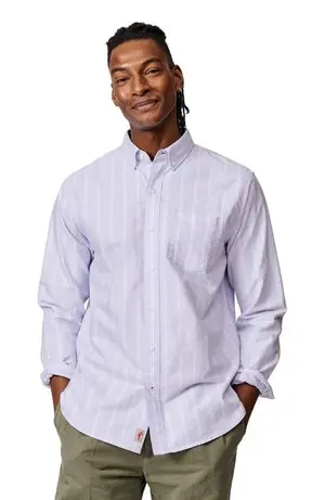 Aubin Aldridge Oxford Button Down Shirt - Wide Lilac Stripe