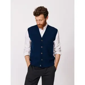 AUBIN Portman 100% Wool Waistcoat - Navy