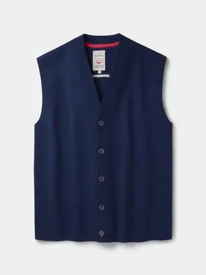 AUBIN Portman 100% Wool Waistcoat - Navy