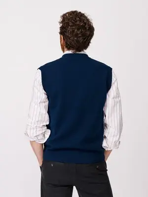 AUBIN Portman 100% Wool Waistcoat - Navy
