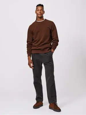 AUBIN Vestry Crew Neck Sweatshirt - Chocolate