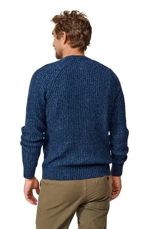 AUBIN Ray Fisherman Rib Crew Neck Sweater - Blue Mix