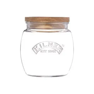 KILNER Universal Glass Storage Jar With Wooden Lid And Silicone Seal - 5.1 In
