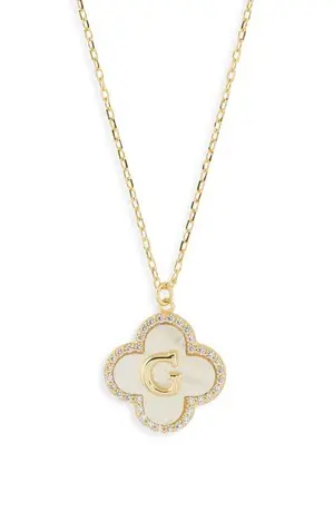 Argento Vivo Clover Mother-of-pearl Initial Pendant Necklace - Gold - G