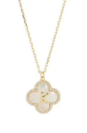 Argento Vivo Clover Mother-of-pearl Initial Pendant Necklace - Gold - K