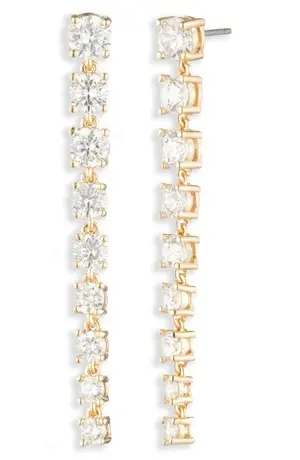 Marchesa Cubic Zirconia Linear Drop Earrings - Gold