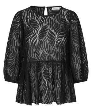 MASAI COPENHAGEN Lace Peplum Top With Puff Sleeves