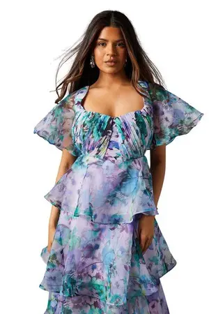 Coast Petite Organza Tiered Midi Dress
