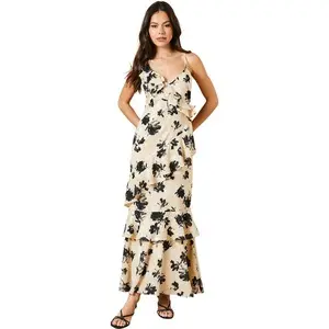 OASIS Asymmetrical Tiered Midi Dress - Ivory