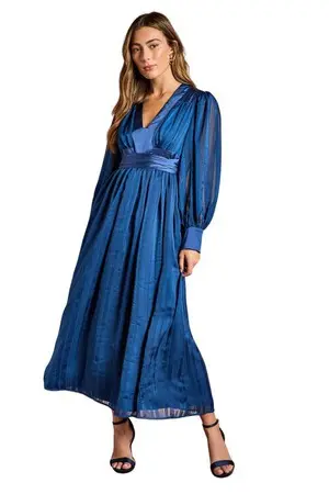 Coast V-neck Long Sleeve Maxi Dress - Navy