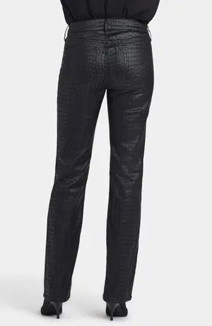 NYDJ Marilyn Coated Snake Print Straight Leg Jeans