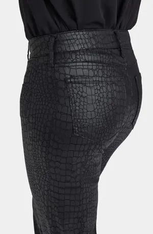 NYDJ Marilyn Coated Snake Print Straight Leg Jeans