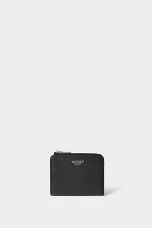 OSPREY LONDON The Core Medium Leather Zip Matinee Purse - Black