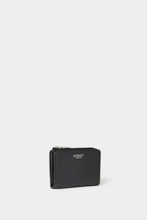 OSPREY LONDON The Core Medium Leather Zip Matinee Purse - Black