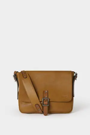 OSPREY LONDON Lorenzo Medium Leather Messenger Bag - Tan