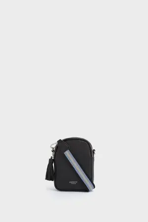 OSPREY LONDON Stella Leather Phone Bag With Adjustable Strap - Black