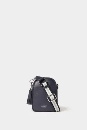 OSPREY LONDON Stella Leather Phone Bag With Adjustable Strap - Navy
