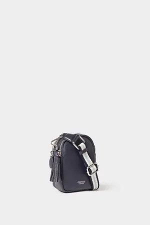 OSPREY LONDON Stella Leather Phone Bag With Adjustable Strap - Navy