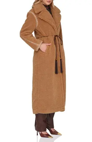 Avec Les Filles Faux Shearling Long Coat