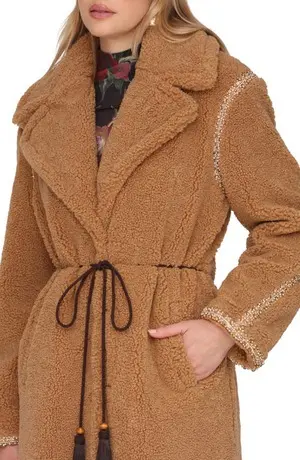 Avec Les Filles Faux Shearling Long Coat