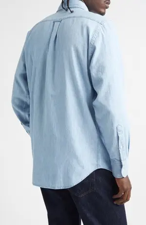 DRAKE'S Light Denim Button-up Shirt