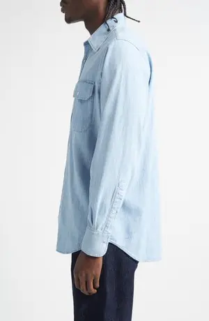 DRAKE'S Light Denim Button-up Shirt