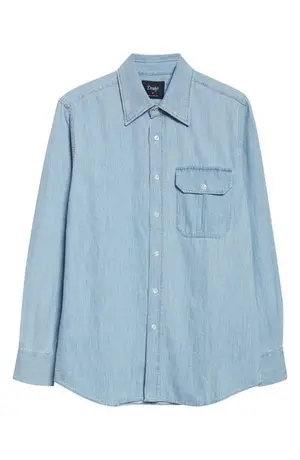 DRAKE'S Light Denim Button-up Shirt
