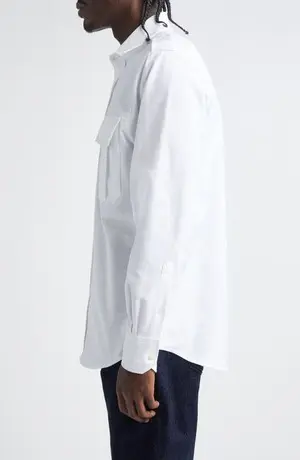 DRAKE'S Epaulet Cotton Oxford Button-up Shirt