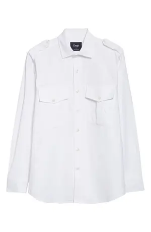 DRAKE'S Epaulet Cotton Oxford Button-up Shirt