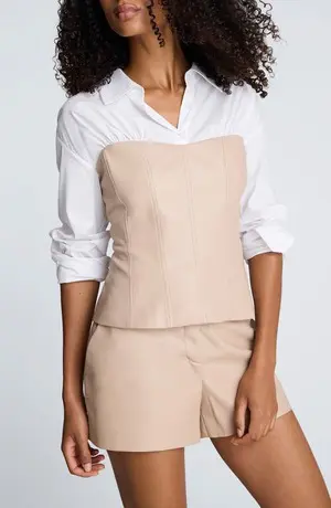 KENNETH COLE Leather Bustier Shirt