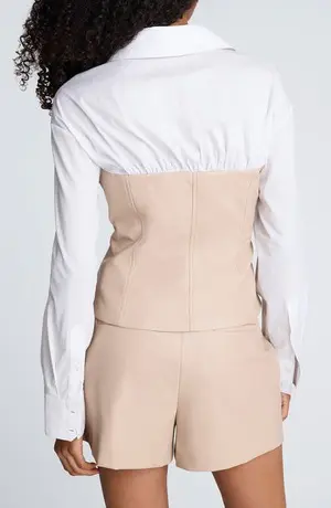 KENNETH COLE Leather Bustier Shirt