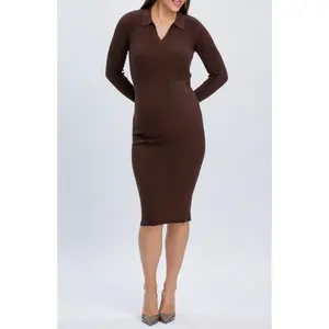 PIETRO BRUNELLI Lavinia Rib Knit Maternity Dress - Moka