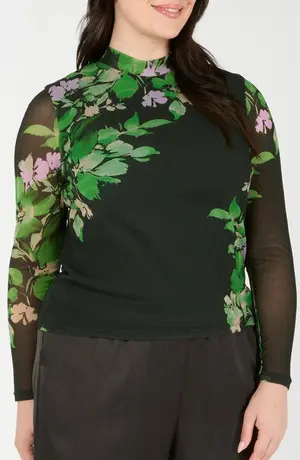 ESTELLE Fiora Floral Print Mesh Top
