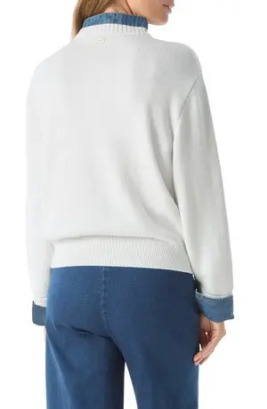 DO BY DEE OCLEPPO Rae Denim Detail Sweater - Optic White