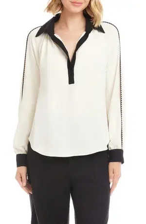 Karen Kane Colorblock Trim Popover Top
